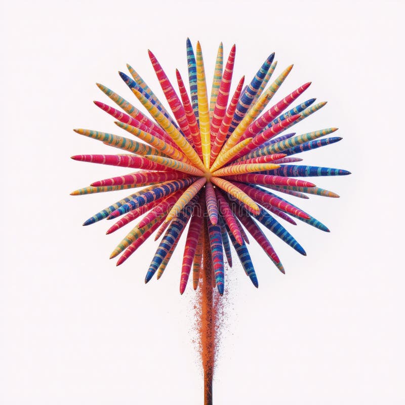A Colorful Explosion of 3D Fireworks Against a Stark White Backdrop ...