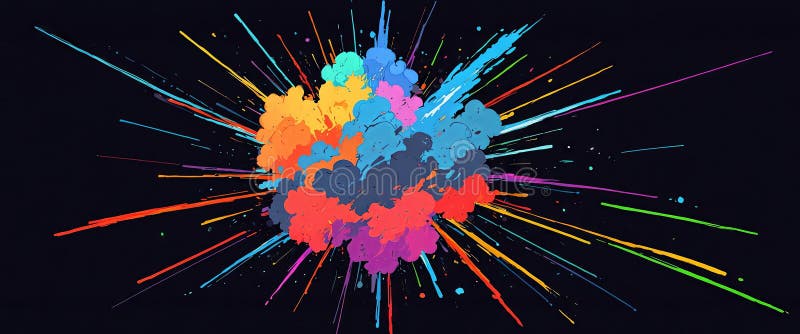 A Colorful Explosion on a Dark Space-themed Background. Anime Style ...