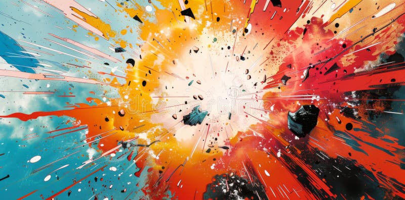 Colorful Explosion with Debris in a Dynamic Abstract Artwork. Creative ...