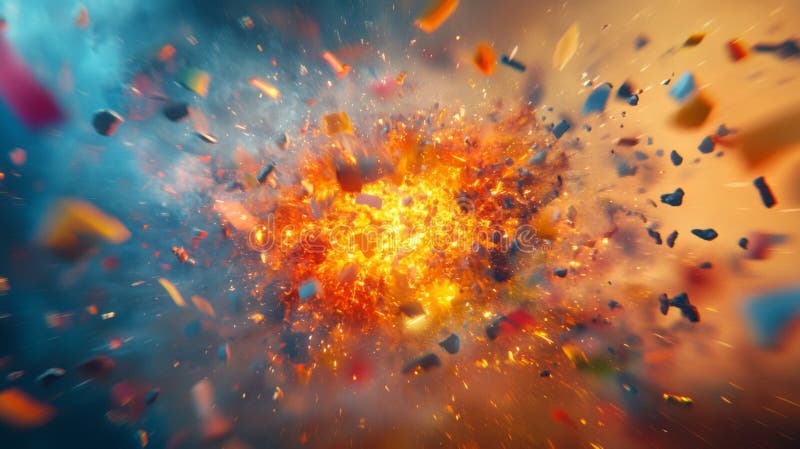 Colorful Explosion Debris Flashes Brightly in Space Stock Illustration ...