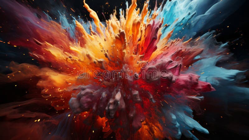 Colorful Explosion with Dots and Lines. Generative AI. Stock ...
