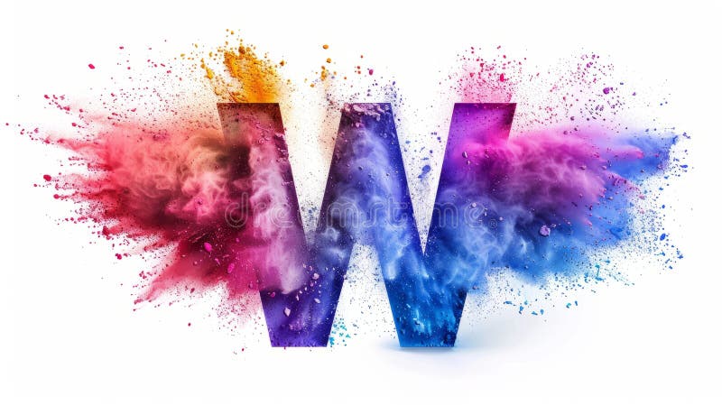 Colorful Explosion of Dust Surrounds the Letter W in an Artistic ...