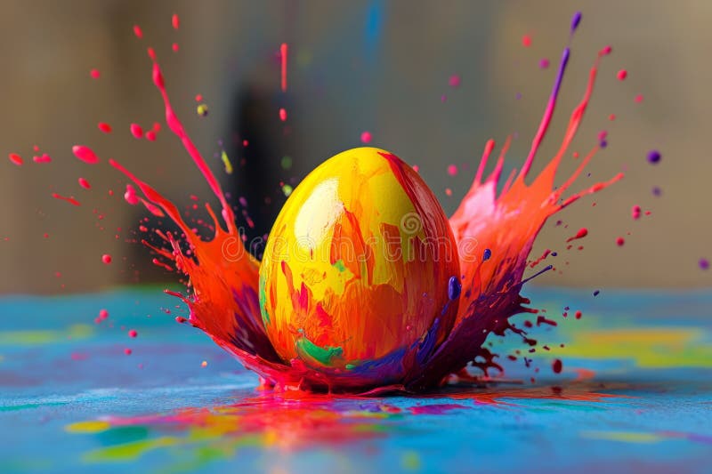 Colorful Explosion of Easter Egg Paint Creating a Vibrant Splash on a ...