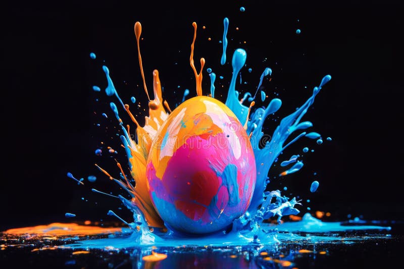 Colorful Explosion of Easter Egg Paint Splashes Creating a Vibrant ...