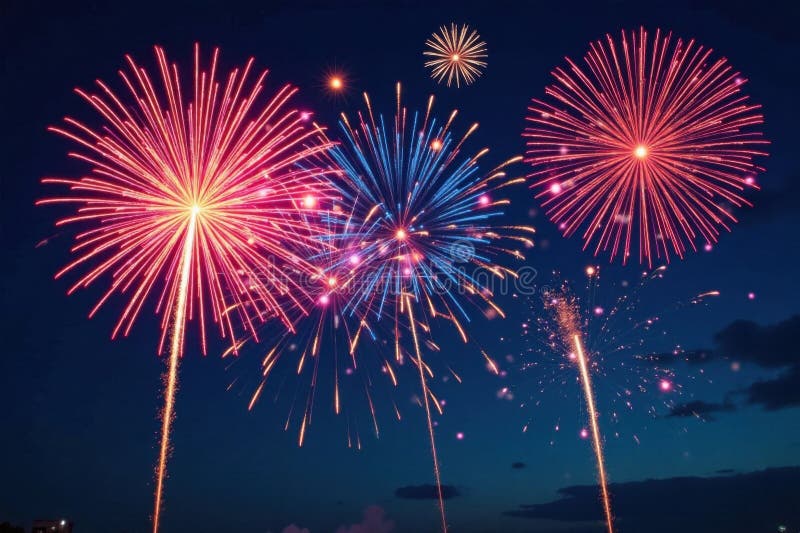 Colorful Explosion of Fireworks in the Sky with Intricate Patterns and ...