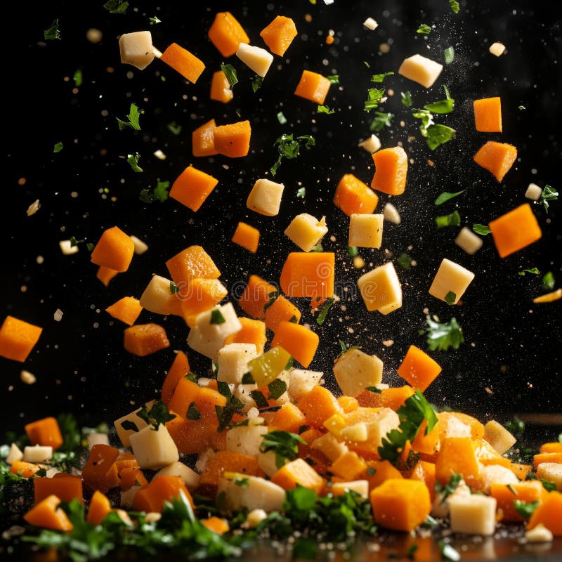 Colorful Explosion of Fresh Vegetables and Herbs Mid-air Stock Image ...