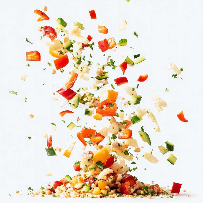 Colorful Explosion of Freshly Chopped Vegetables in Mid-air Against ...
