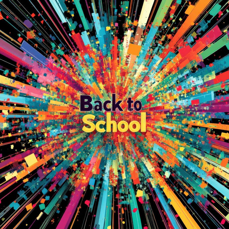 Colorful Explosion Graphic with Back To School Text for Educational ...
