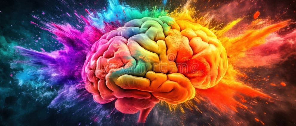 Colorful Explosion of a Human Brain Concept Stock Illustration ...