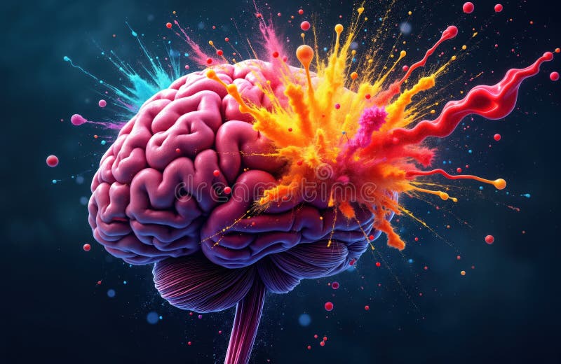 Colorful Explosion of Ideas Bursts from Brain. Creative Mental ...