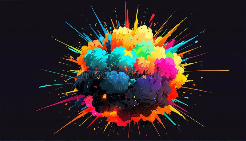 Colorful Explosion Impact Effect on Plain Black Ai Generated Stock ...