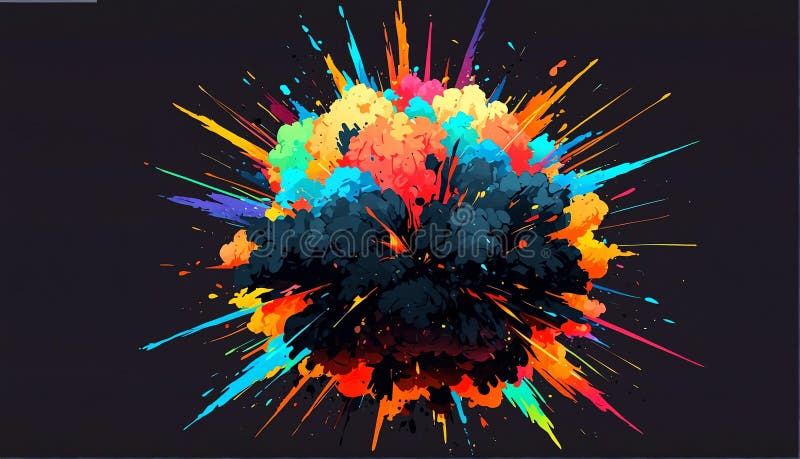 Colorful Explosion Impact Effect on Plain Black Ai Generated Stock ...