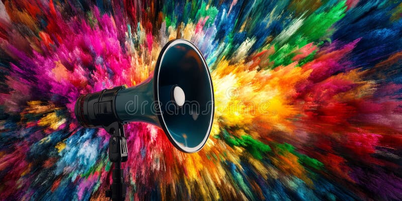 A Colorful Explosion with a Large Microphone in the Middle Stock ...