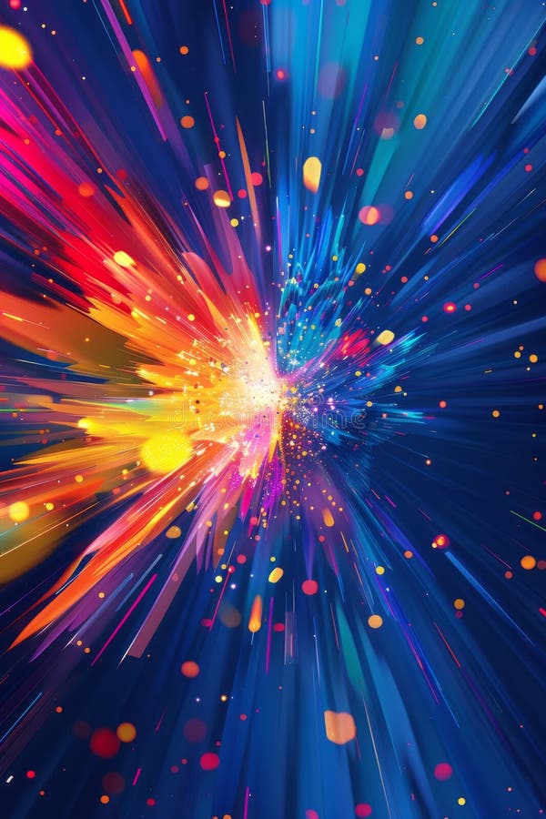 A Colorful Explosion of Light and Color with a Blue Background Stock ...