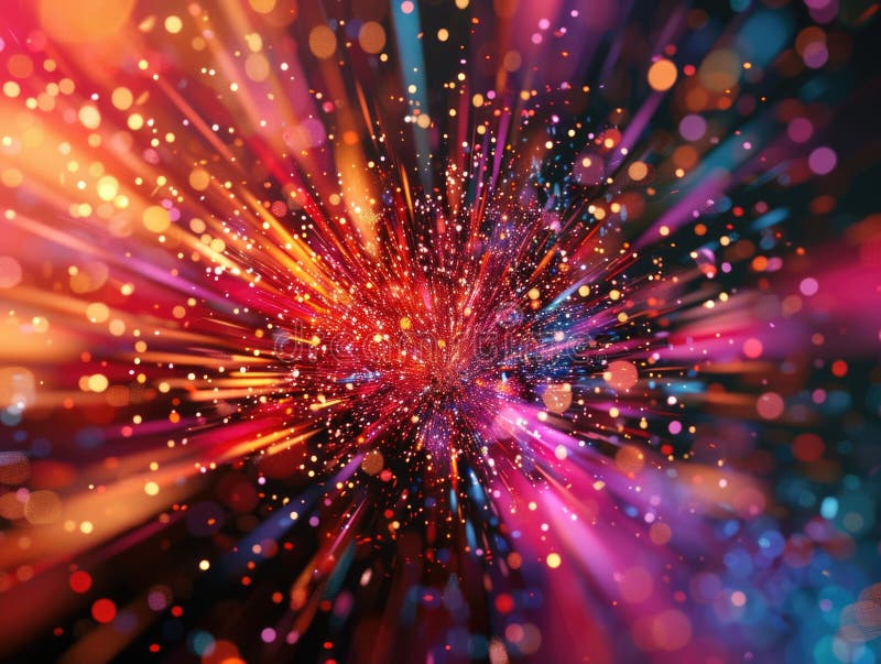 A Colorful Explosion of Light and Color with Many Small Dots Stock ...