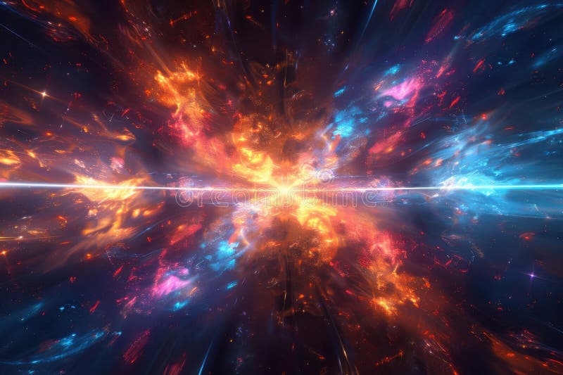 A Colorful Explosion of Light and Fire in Space Stock Image - Image of ...