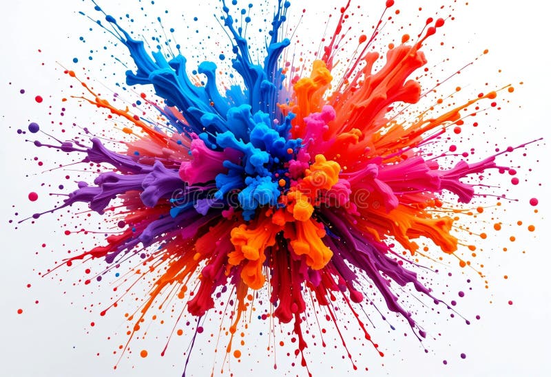 Colorful Explosion of Liquid Paint in Motion, Creating Abstract Shapes ...