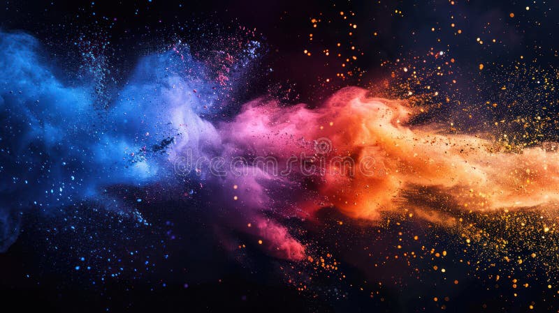 Colorful Explosion: Multicolored Paint Burst on Black Background ...