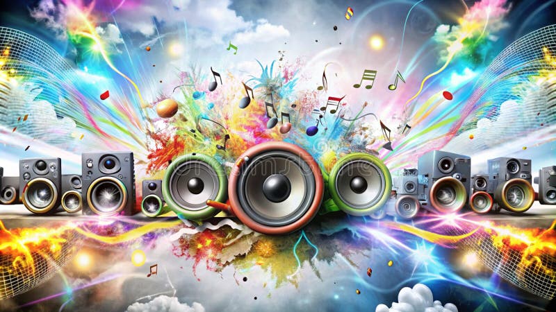 Colorful Explosion of Music with Loudspeakers Stock Photo - Image of ...