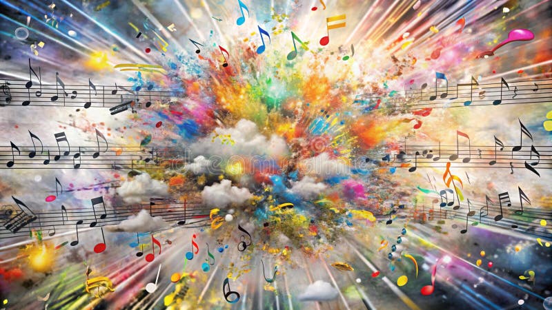 Colorful Explosion of Musical Notes, Representing Creativity and Energy ...