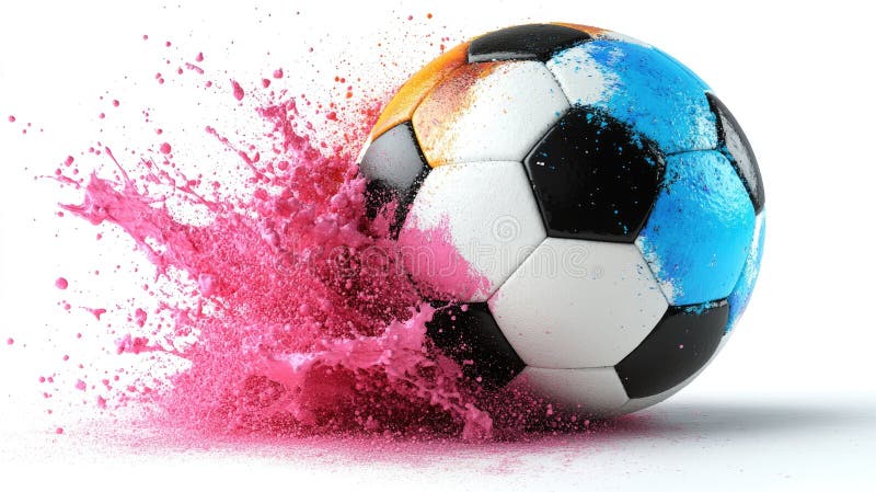 Soccer Ball Colorful Paint Splatter Design White Background Stock ...
