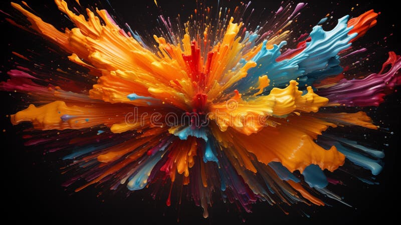 A Colorful Explosion of Paint on a Black Background Generative Ai Stock ...