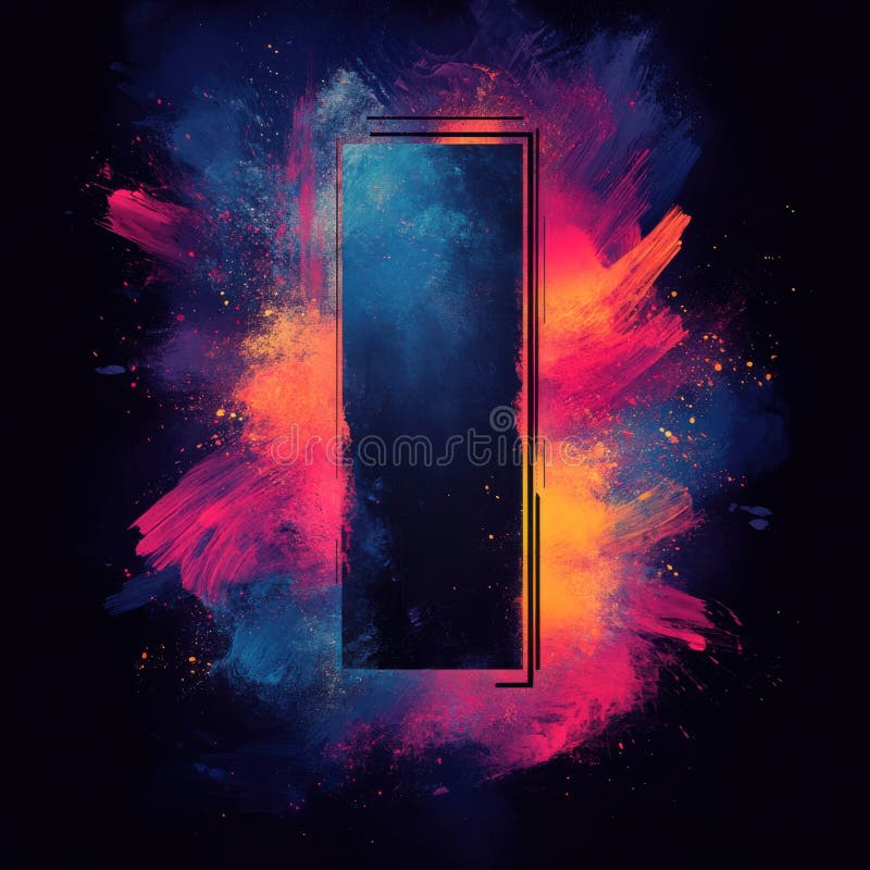 A Colorful Explosion of Paint with a Black Frame Stock Image - Image of ...