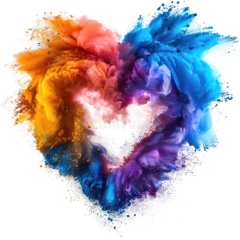 Colorful Explosion of Paint in the Form of a Heart on a White ...
