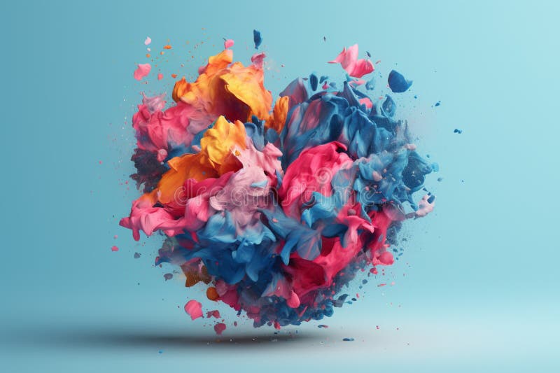 Colorful Explosion of Paint on a Gray Background. 3d Rendering ...
