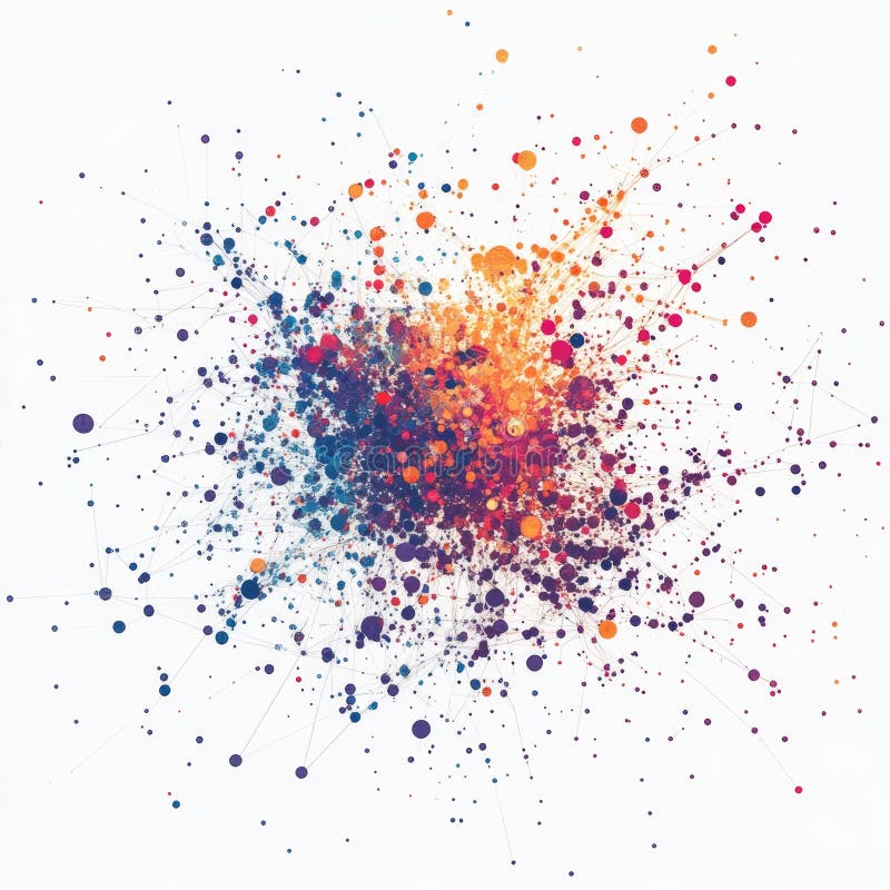 A Colorful Explosion of Paint Splatters on a White Background Stock ...