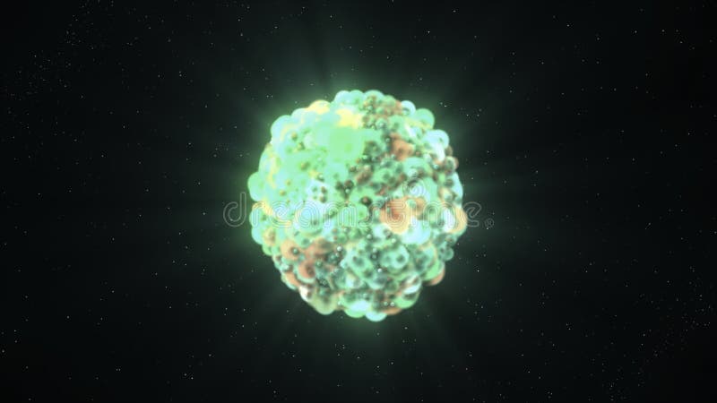 Colorful Explosion of Particles Forming Bright Object. Motion. Cosmic ...