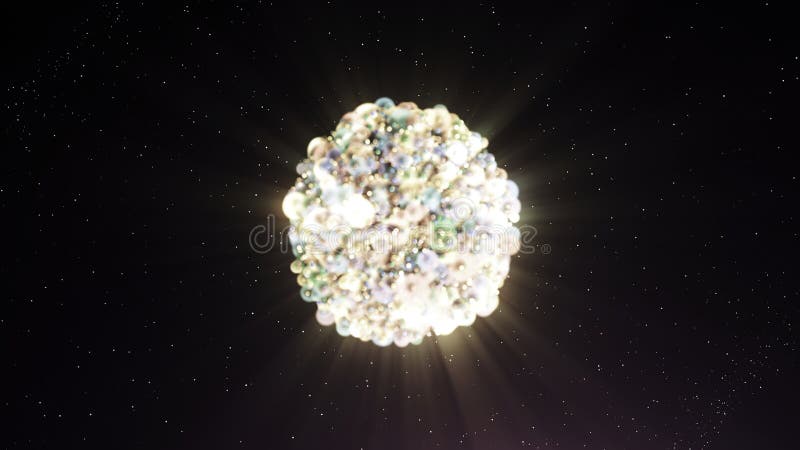 Colorful Explosion of Particles Forming Bright Object. Motion. Cosmic ...