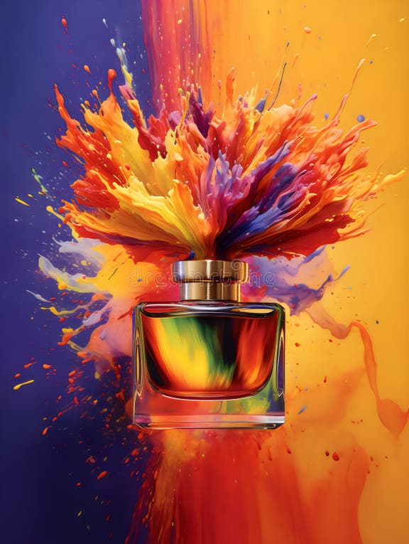 A Colorful Explosion of Perfume in a Bottle Stock Image - Image of ...
