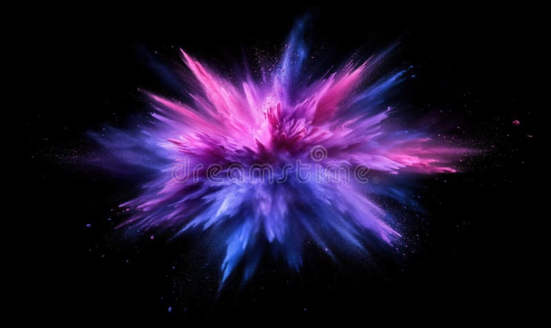 Colorful Explosion of Pink and Blue Powder Against Black Background ...