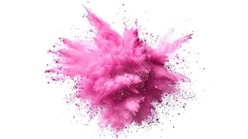 A Colorful Explosion of Pink Powder on a White Background Stock Image ...