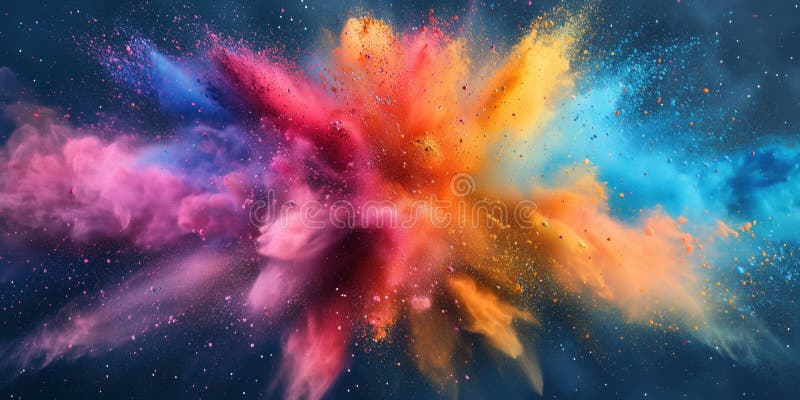 Colorful Explosion of Powder Creating Vibrant Abstract Art in Space ...