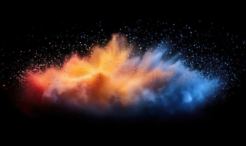 Colorful Explosion of Powder Creating Vibrant Cloud Against Black ...