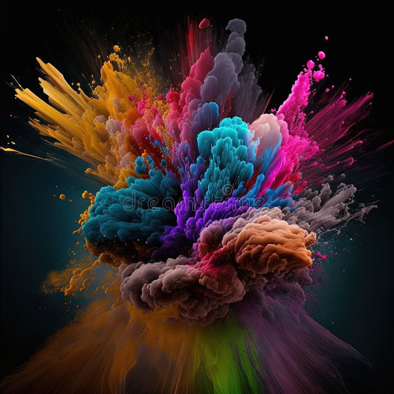 Explosion of Powder. Flying in Different Directions Powder for Design ...