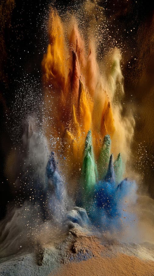 Colorful Explosion of Powder in Motion, Abstract Artistic Concept Stock ...