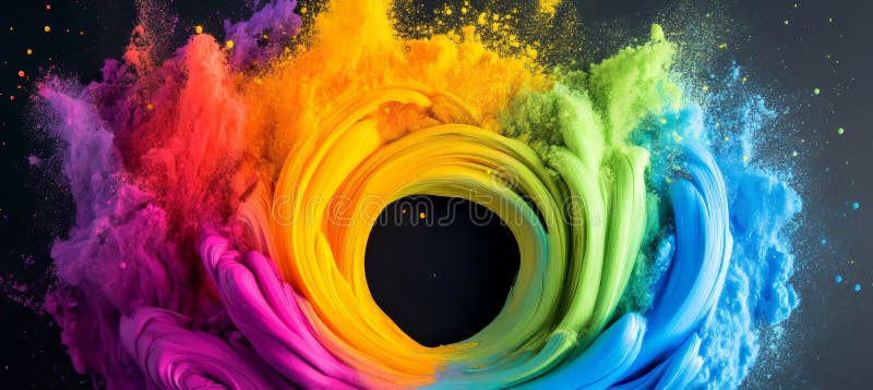 Colorful Explosion of Powder Paint, Vibrant Design with a Circular Void ...