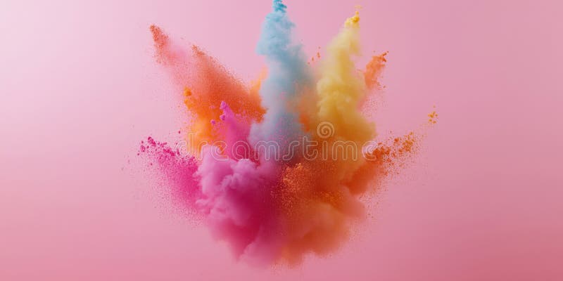Colorful Explosion of Powder on Pink Background Creating Vibrant ...
