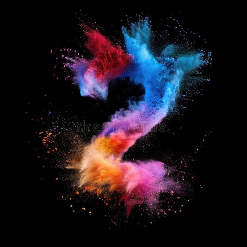 A Colorful Explosion of Powder in the Shape of a Number 2 Stock Image ...