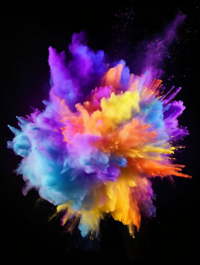 Colorful Explosion of Powder is Shown on a Black Background Stock ...