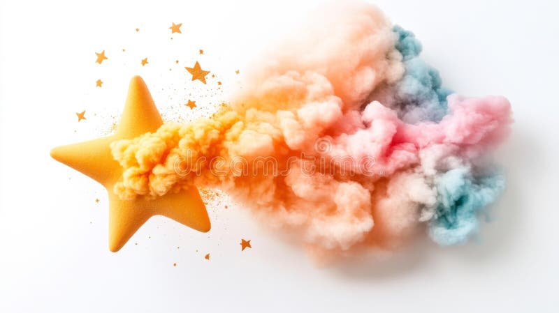 A Colorful Explosion of Powder and a Star Shape Isolated on White ...
