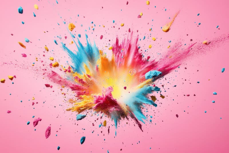 Colorful Explosion of Powders Creates Vibrant Visual on Pink Background ...