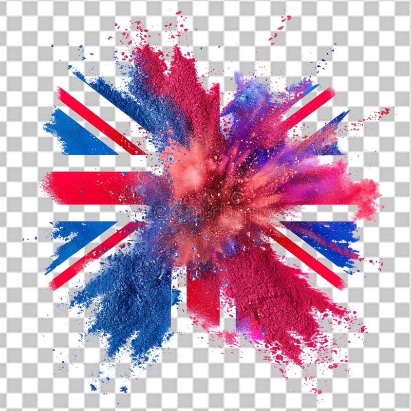 Colorful Explosion of Red, Blue, and White Powder on a Transparent ...