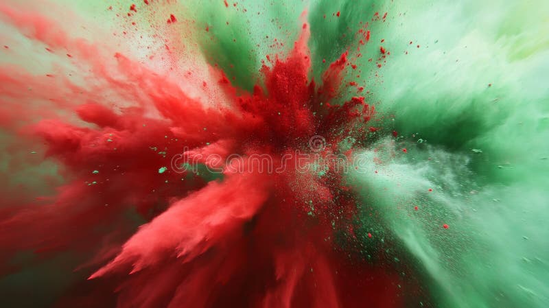 Colorful Explosion of Red and Green Powder, Abstract Art. Creativity ...