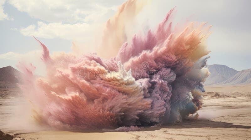 A Colorful Explosion of Colored Dust in the Desert Stock Image - Image ...