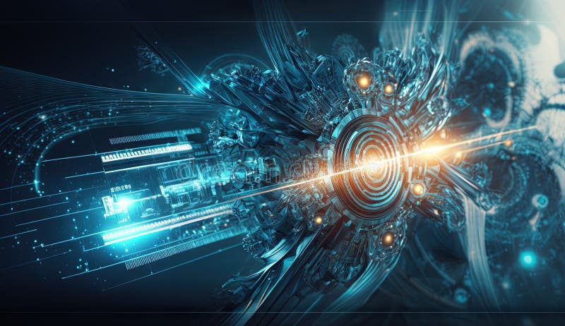 Colorful Explosion of Sci-fi Engine and Particles. Technology Abstract ...