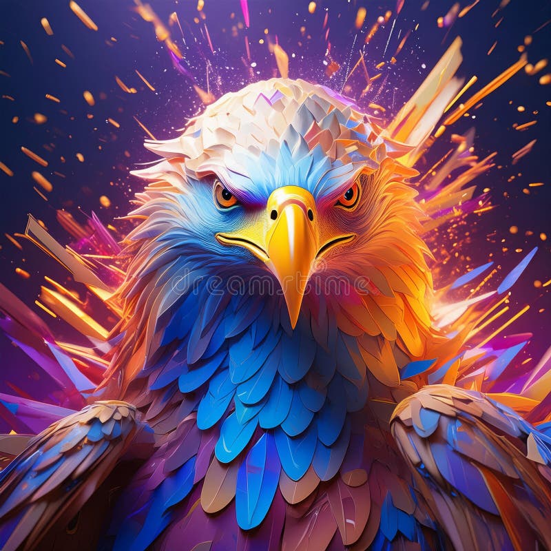 Colorful Explosion in the Shape of an Aggressive Eagle Head , Generated ...